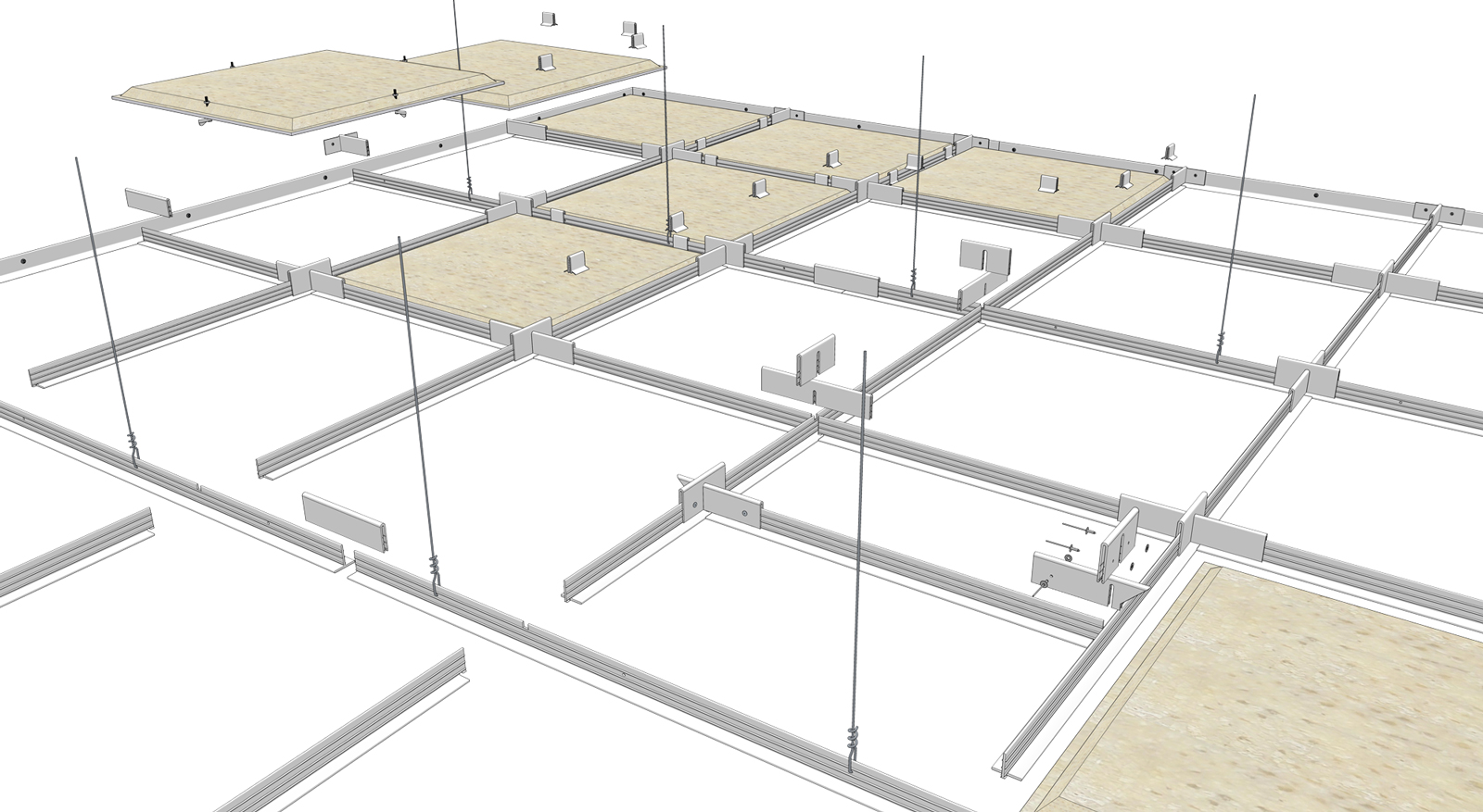 TR35 FRP suspended layin ceiling panel grid system, designed for wet ...